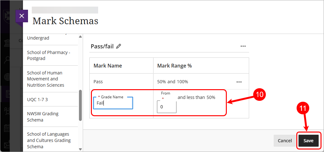 Create a Mark Schema (Pass/Fail) (Ultra) - eLearning - University of Queensland